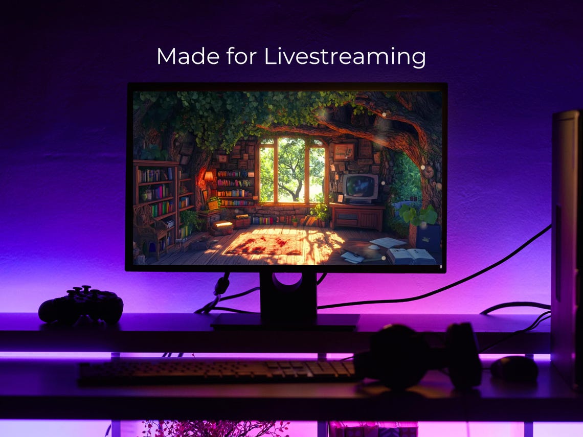 Cozy Treehouse Library Twitch Book Lover Virtual Desktop Animated ...