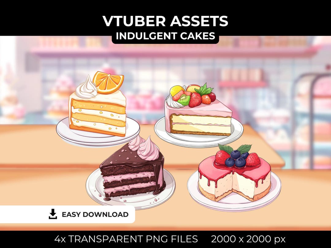 Cake Vtuber Assets PNG Kawaii Cake Decorations | Transparent Props ...