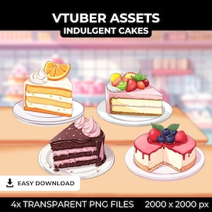 Cake Vtuber Assets PNG Kawaii Cake Decorations | Transparent Props ...