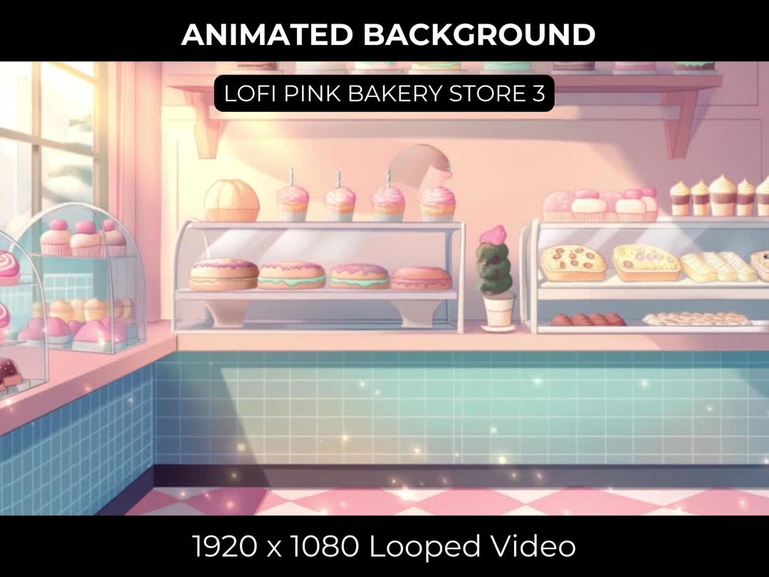 Lofi Pink Bakery Twitch Stream Overlay | Animated OBS Overlay | Pink ...