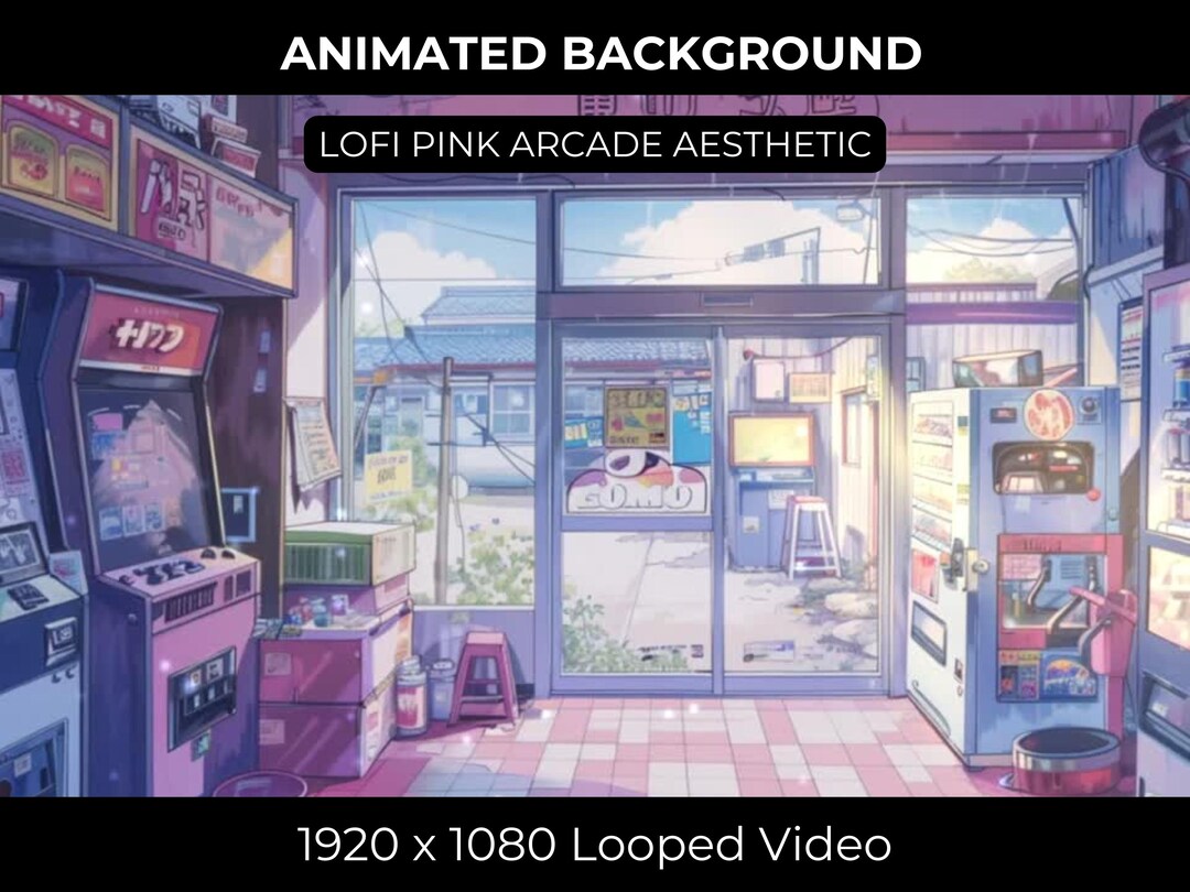 LOFI Animated Background Pink Arcade Retro Aesthetic Twitch Overlay ...