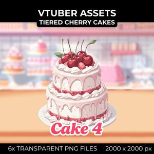 Pastel Cherry Cakes Vtuber Assets | Kawaii Stream Decorations | PNG ...