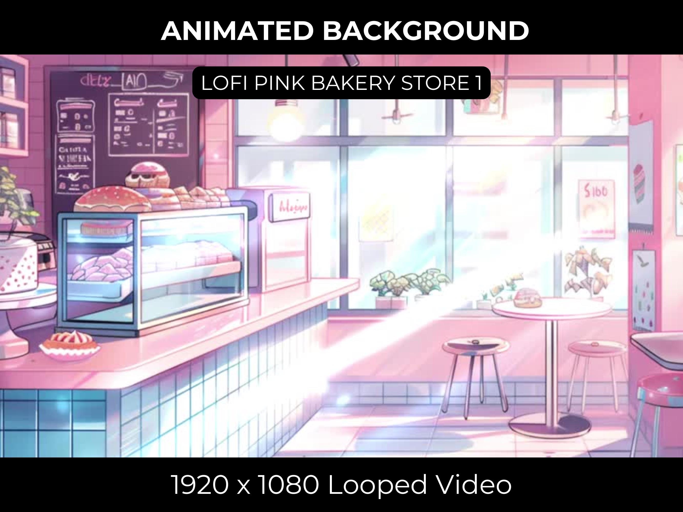 Lofi Pink Bakery Twitch Stream Overlay | Animated OBS Overlay | Pink ...