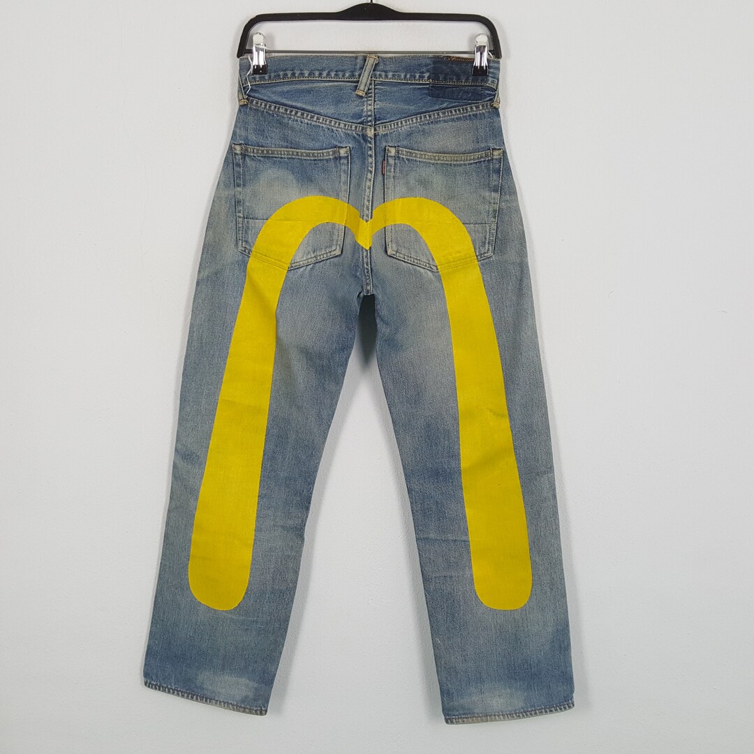 EVISU Japanese Brand Daicock Custom Design Distressed Denim Jeans - Etsy