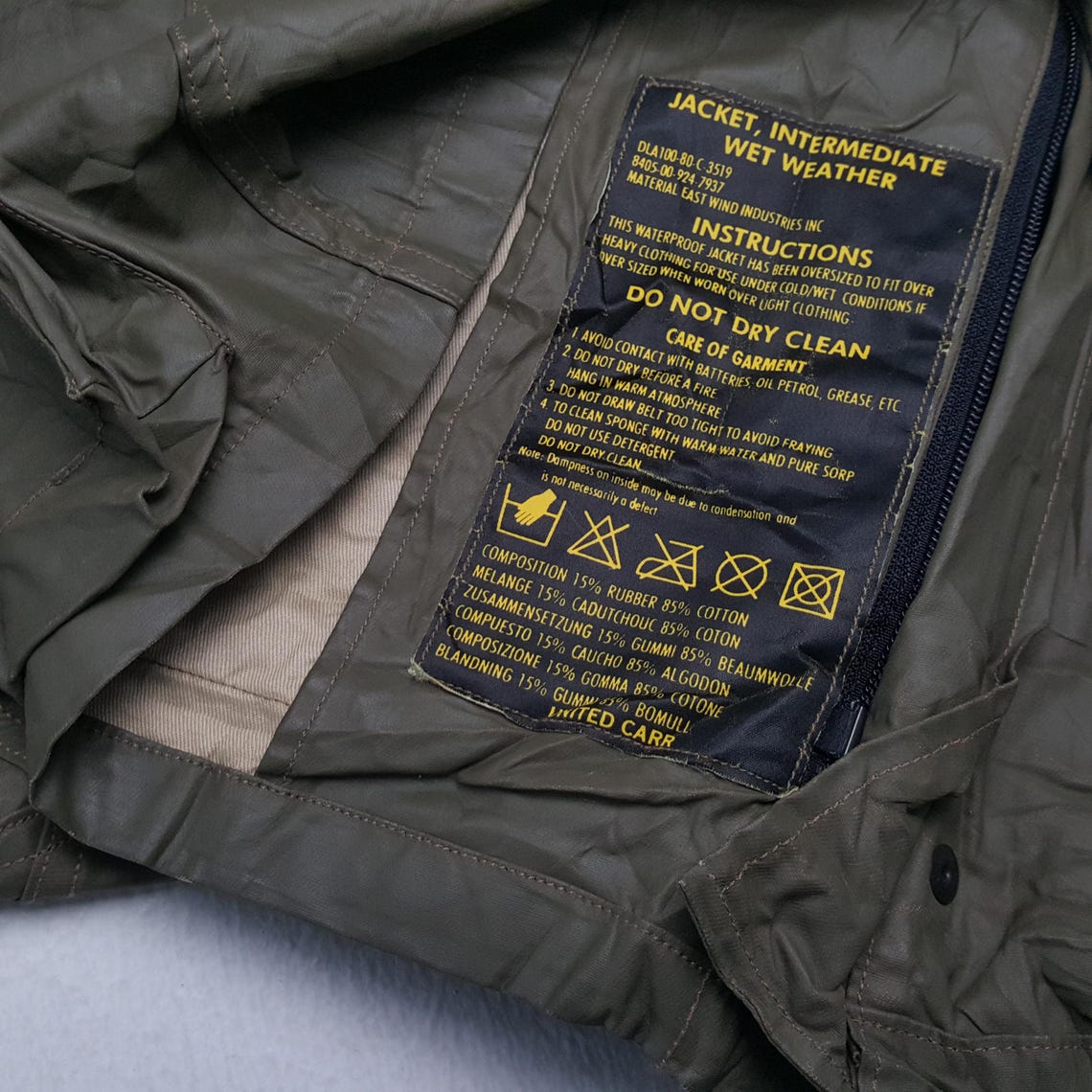 BUZZ RICKSON United Carr Military Style Vintage Wet Jacket - Etsy