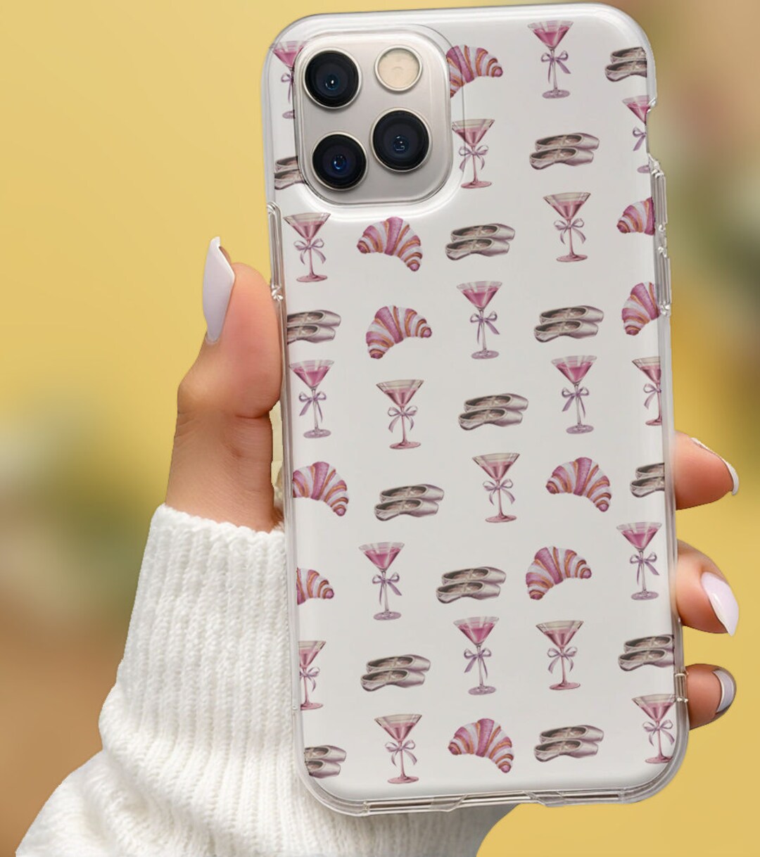 Ballet Themed Martini and Croissant Phone Case iPhone 15 14 13 Pro Max ...