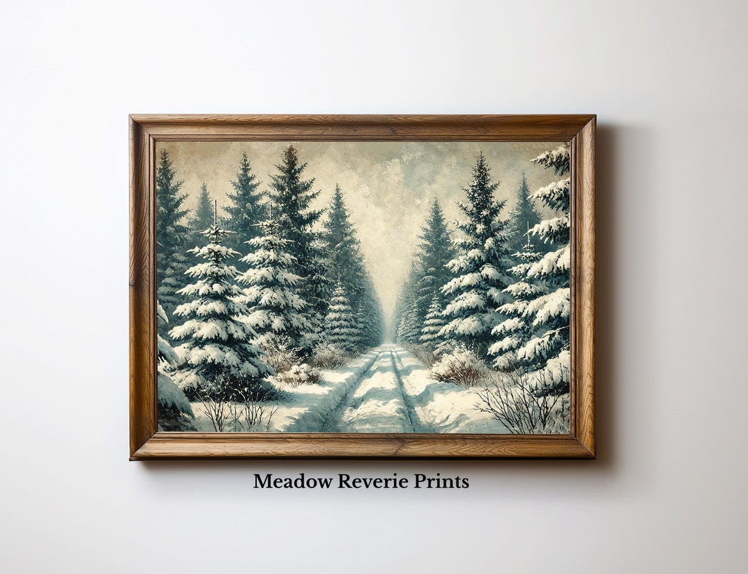 Winter Wonderland Printable Wall Art, Rustic Snowy Landscape Print ...