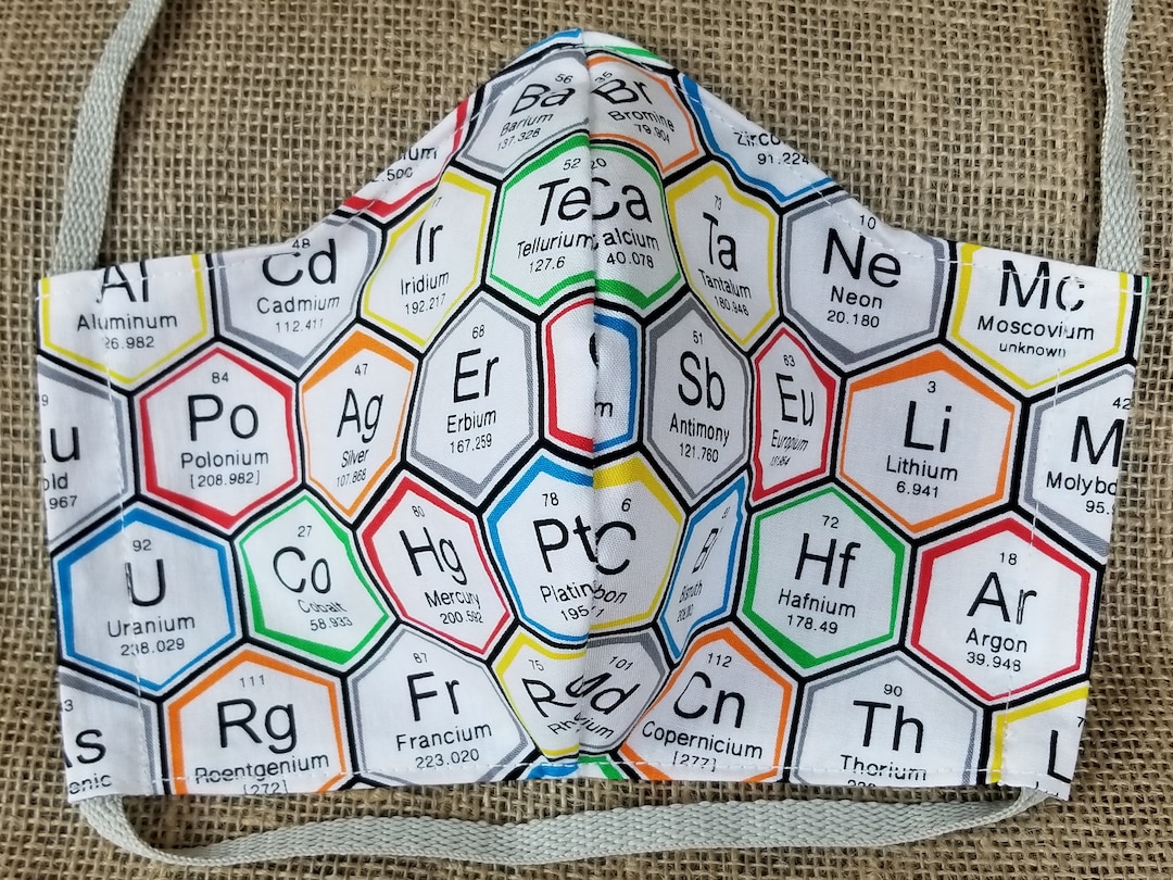 Periodic Table of the Elements - Washable Reusable Face Mask W/ Nose ...