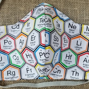 Periodic Table of the Elements - Washable Reusable Face Mask W/ Nose ...