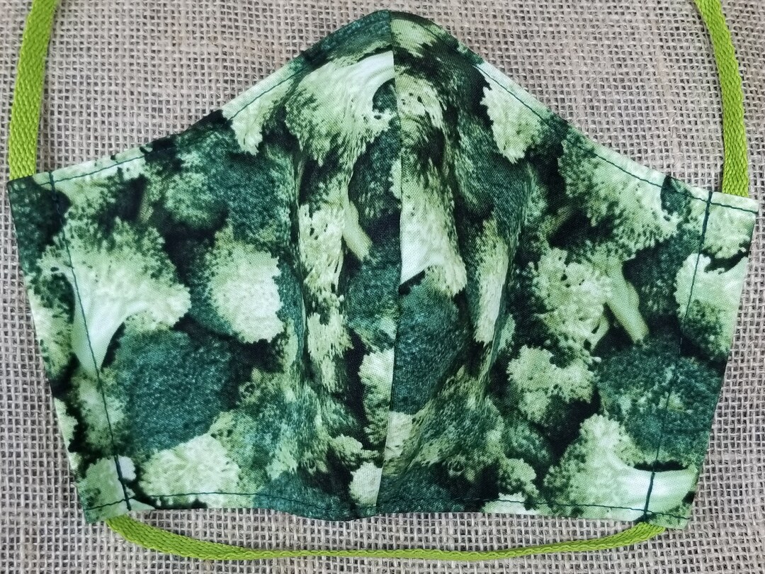 Photo-realistic Broccoli - Washable Reusable Face Mask W/ Nose Wire and ...