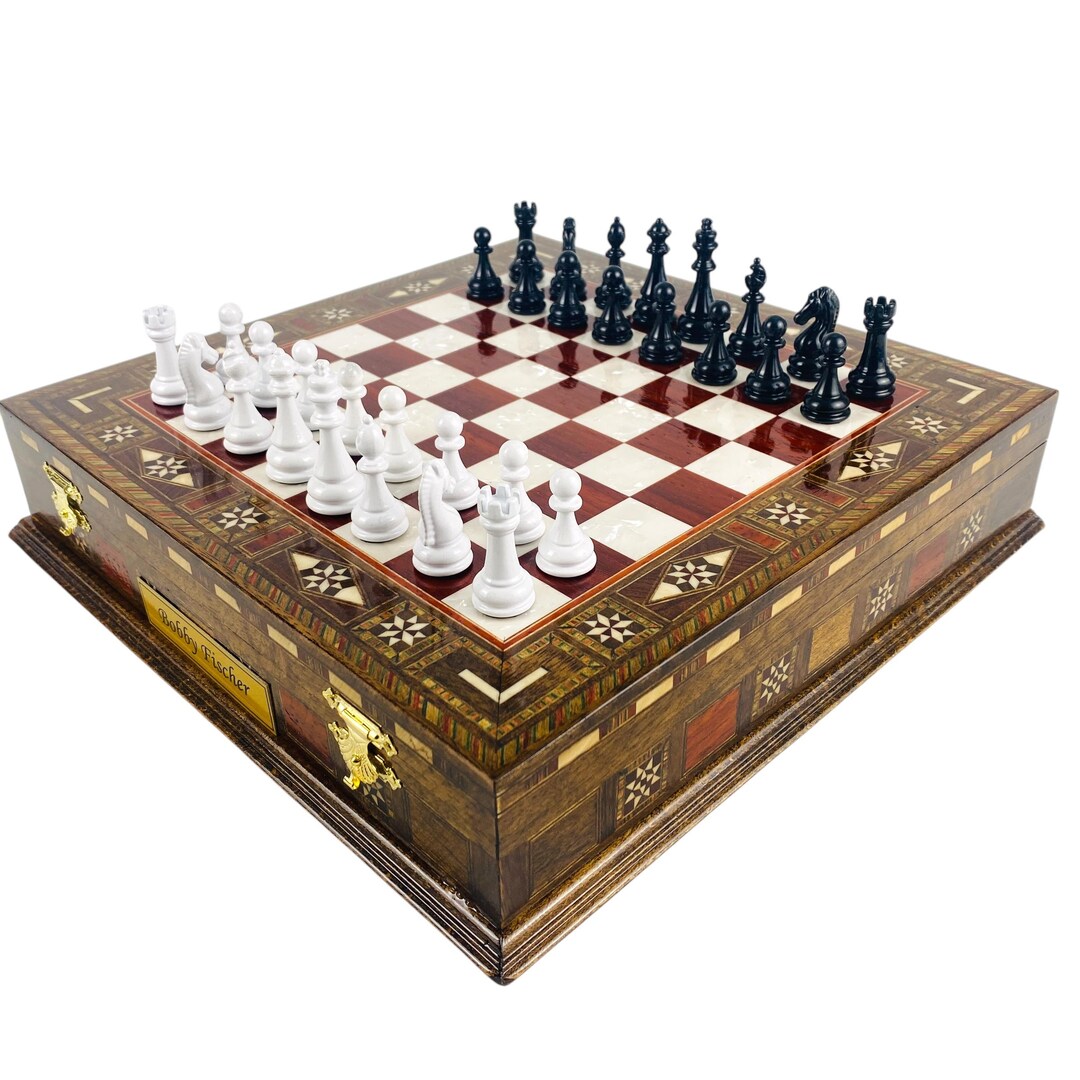 Luxury Chess Set With Storage Compartment 12 Handmade Mosaic Chess ...