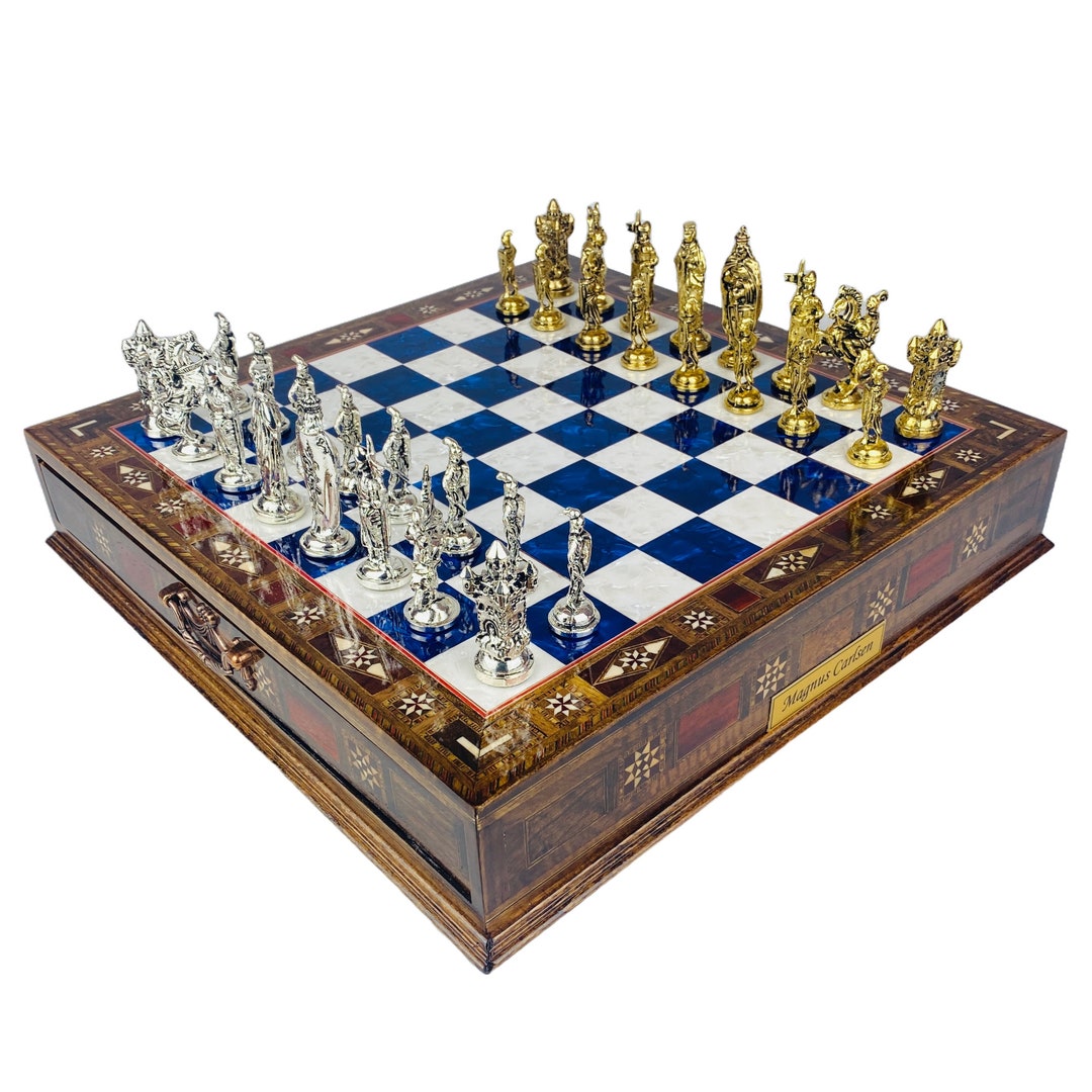 Luxury British Medieval Chess Set Handmade 15 Mosaic Wooden Chessboard ...