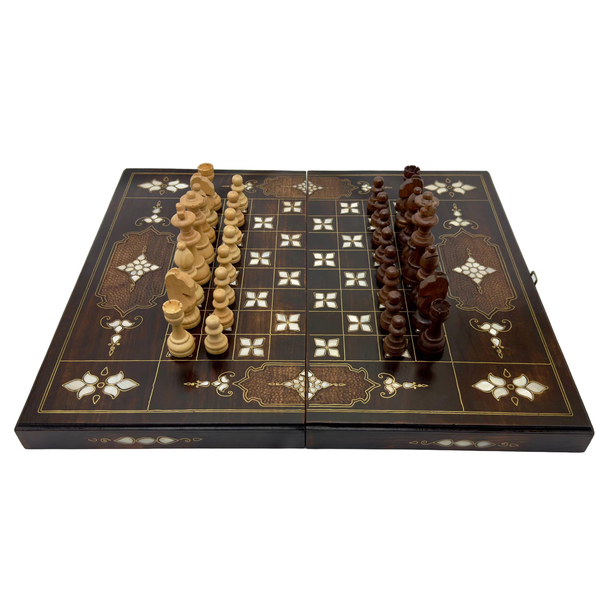 Elegant Backgammon and Chess Set- 3 in 1 Strategy Board Games Set ...