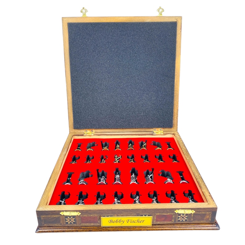 Greek Mythology Chess Set: Handmade Wooden Chessboard, Metal Pieces ...