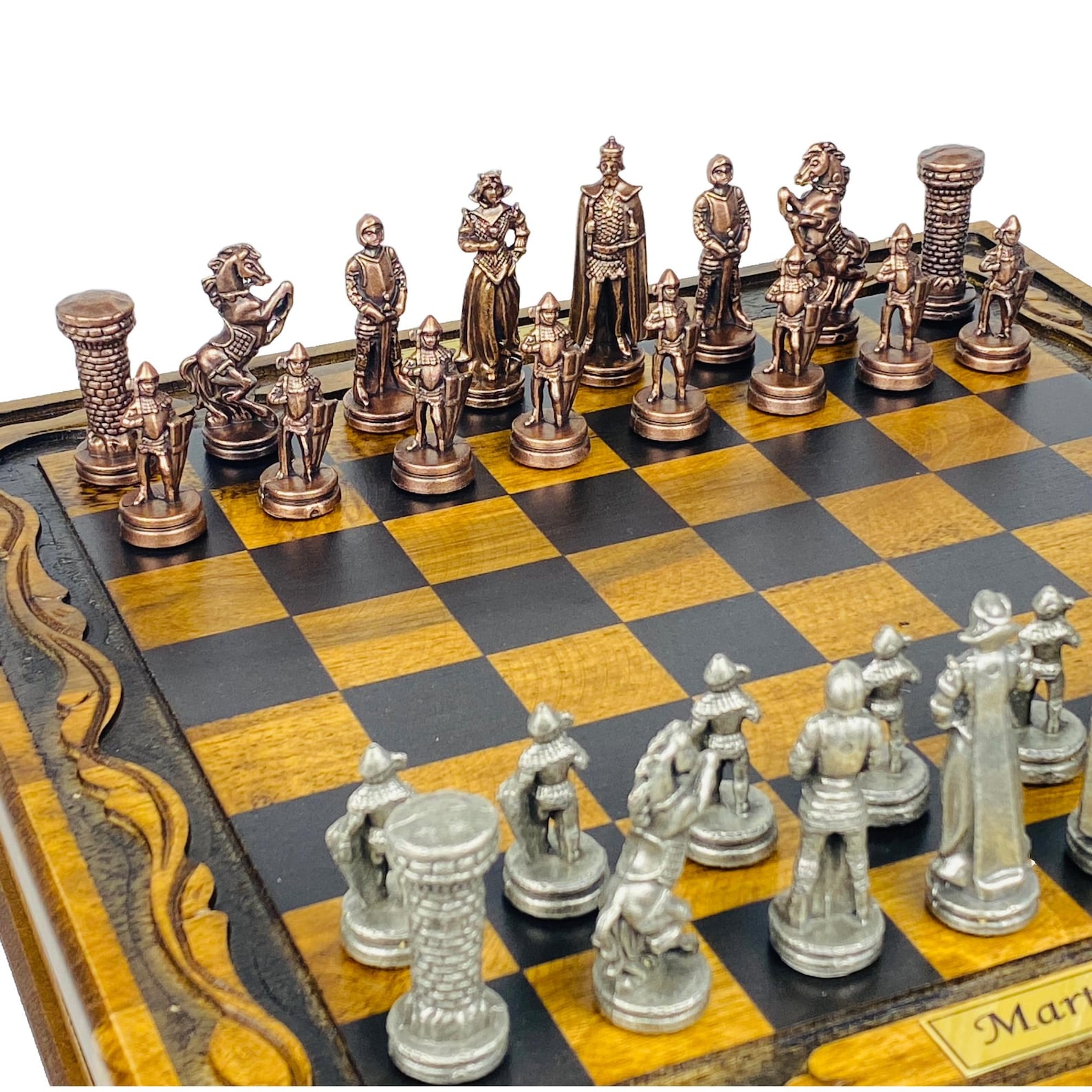 Luxury British Medieval Age Themed Chess Set- 14" Solid Wooden ...