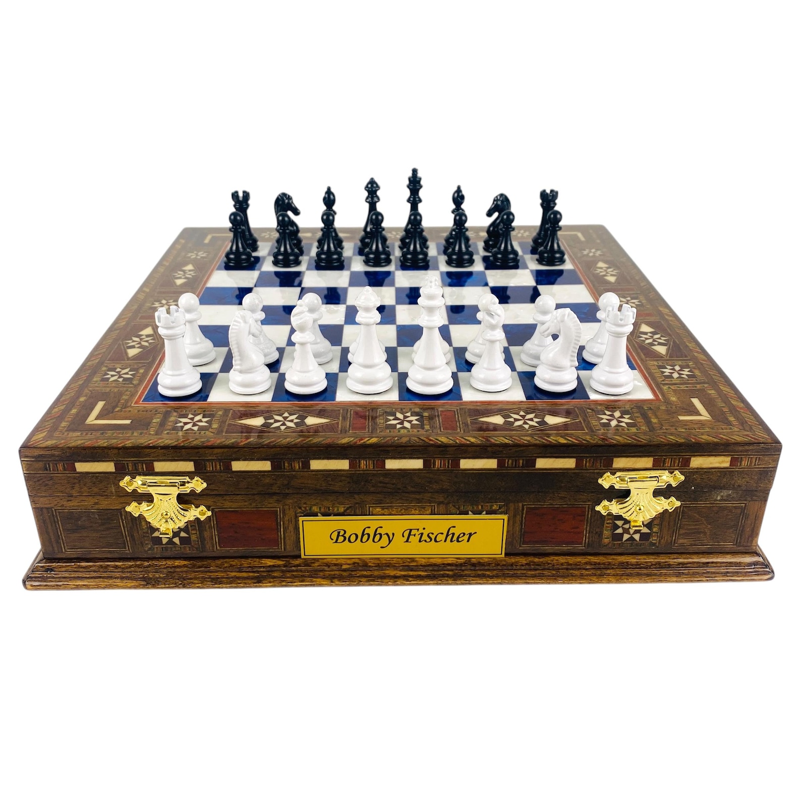 Luxury Chess Set With Storage Compartment- 12" Handmade Mosaic Chess ...