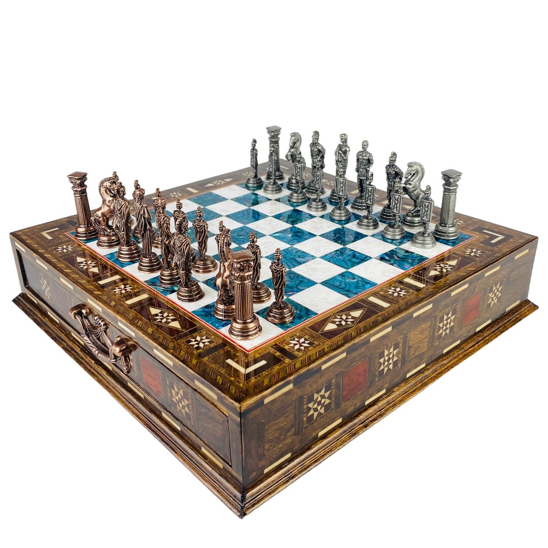 Luxurious Roman Empire Themed Chess Set With Storage Rome Inspired ...