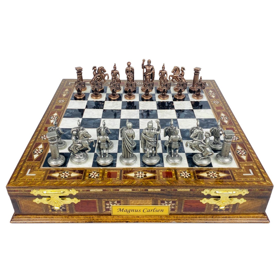 Personalized Roman Empire Themed Chess Set With Storage 14 Inch ...