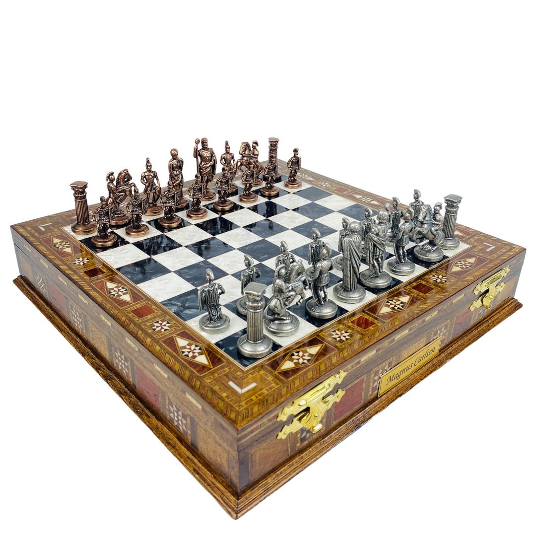 Personalized Roman Empire Themed Chess Set With Storage 14 Inch ...