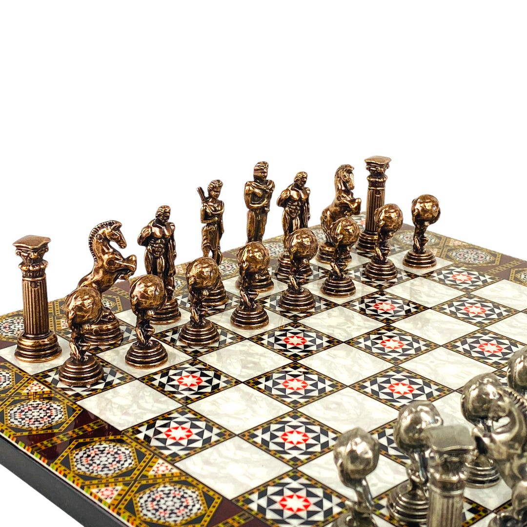 Premium Chess Set With Greek Roman Mythology Themed Chess Pieces- Fancy ...