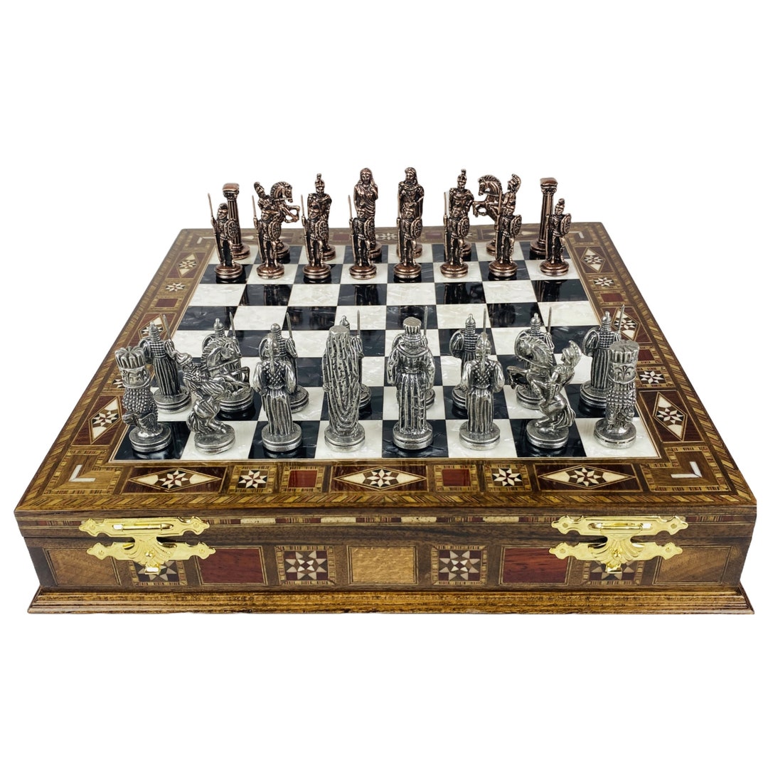 Alexander the Great Themed Chess Set With Storage Personalized Wooden ...