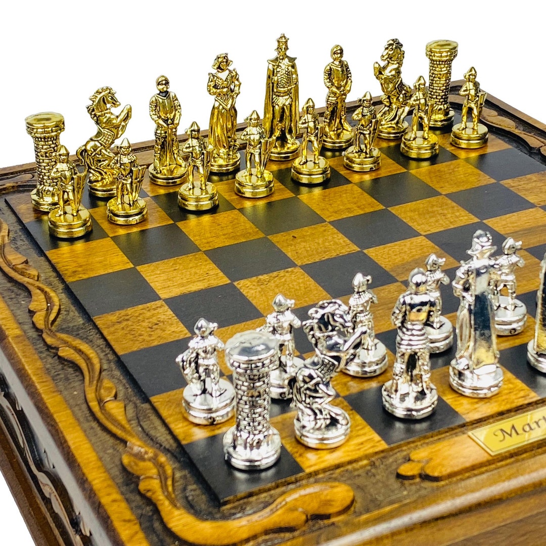 Luxury British Medieval Age Themed Chess Set- 14" Solid Wooden ...