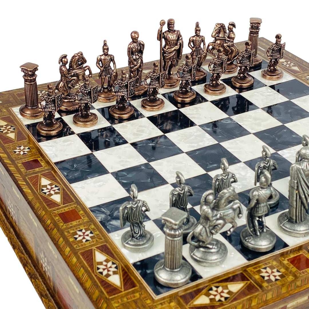 Personalized Roman Empire Themed Chess Set With Storage 14 Inch ...