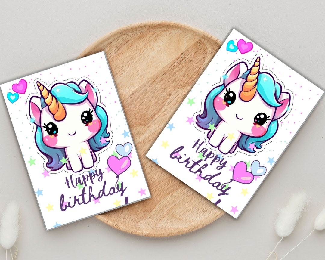 Unicorn Printable Birthday Card Digital Download - Etsy Australia