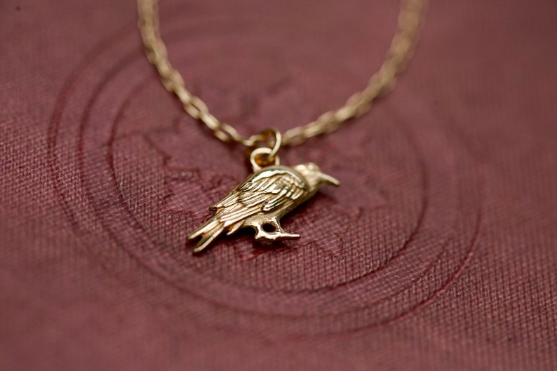 Golden Raven Necklace Gold Bird Necklace Crow Charm - Etsy