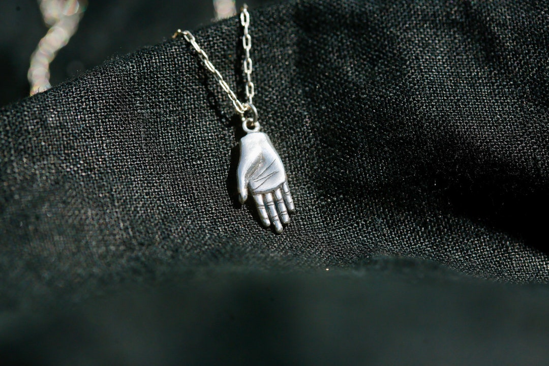 Right Hand Necklace. Sterling Silver Detailed Palm Necklace. Right Hand ...
