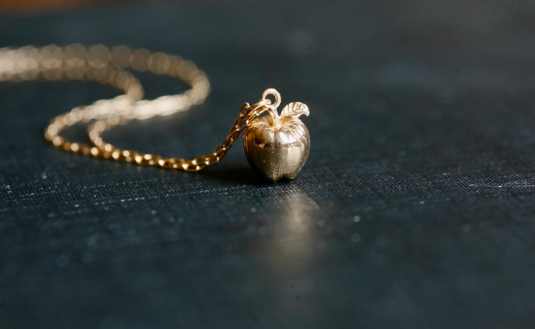 Golden Apple Necklace - Apple Charm Necklace. Apple of My Eye. Fruit of ...