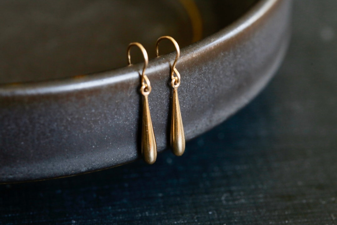 Long Gold Drop Earrings. 14K Gold Filled and Solid Bronze Earrings ...