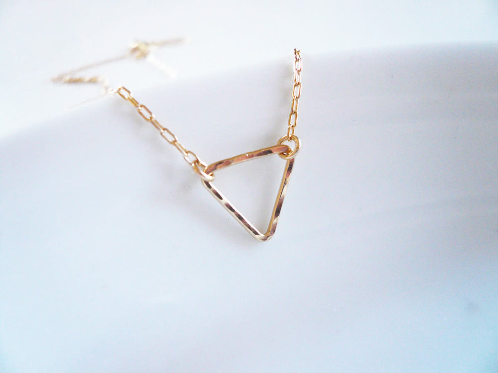 Open Gold Triangle Necklace in Gold Filled Dainty Gold - Etsy