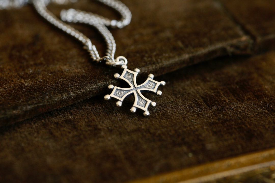 Maltese Cross Necklace. Curb Chain Necklace. Graduation Gift. Stainless ...