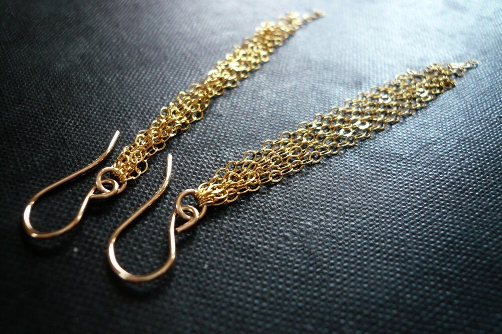 Cascading Long Gold Chain Earrings in Gold Filled - Etsy