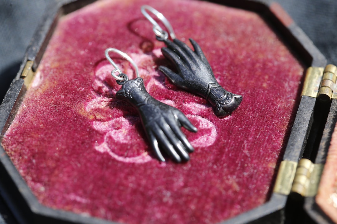 Black Hands Earrings. Victorian Hand in Blackened Brass and Sterling ...