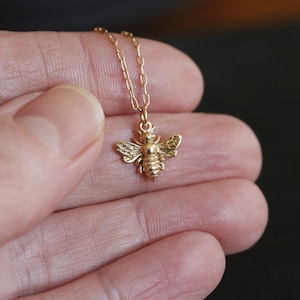 Golden Bee Necklace - Gold Bee Necklace, Bee Charm Necklace, Gold ...