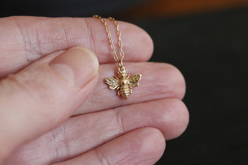 Golden Bee Necklace - Gold Bee Necklace, Bee Charm Necklace, Gold ...