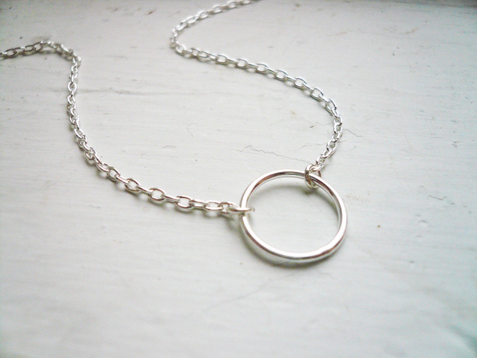 Tiny Silver Circle Necklace Smooth in Sterling Silver - Etsy
