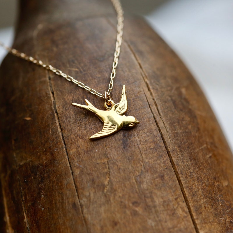 Gold Bird Pendant - Etsy