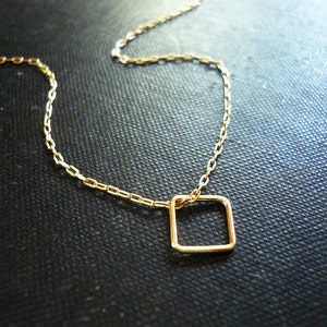 Tiny Gold Diamond or Square Necklace in Gold Filled - Simple Gold ...