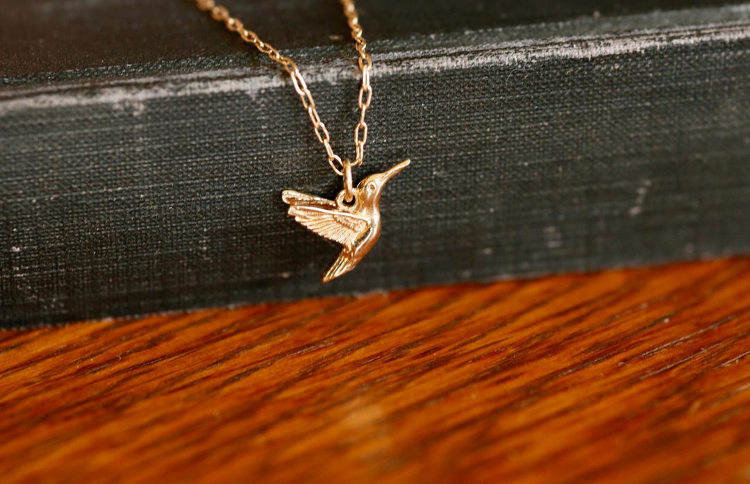 Gold Hummingbird Necklace - Gold Bird Necklace, Hummingbird Jewelry ...
