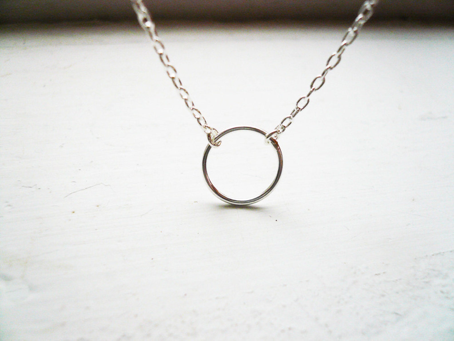 Tiny Silver Circle Necklace Smooth in Sterling Silver - Etsy