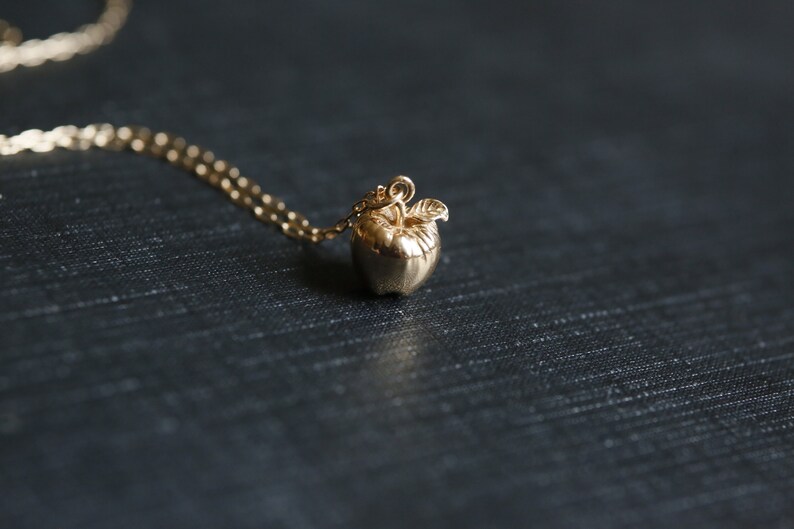 Golden Apple Necklace - Apple Charm Necklace. Apple of My Eye. Fruit of ...