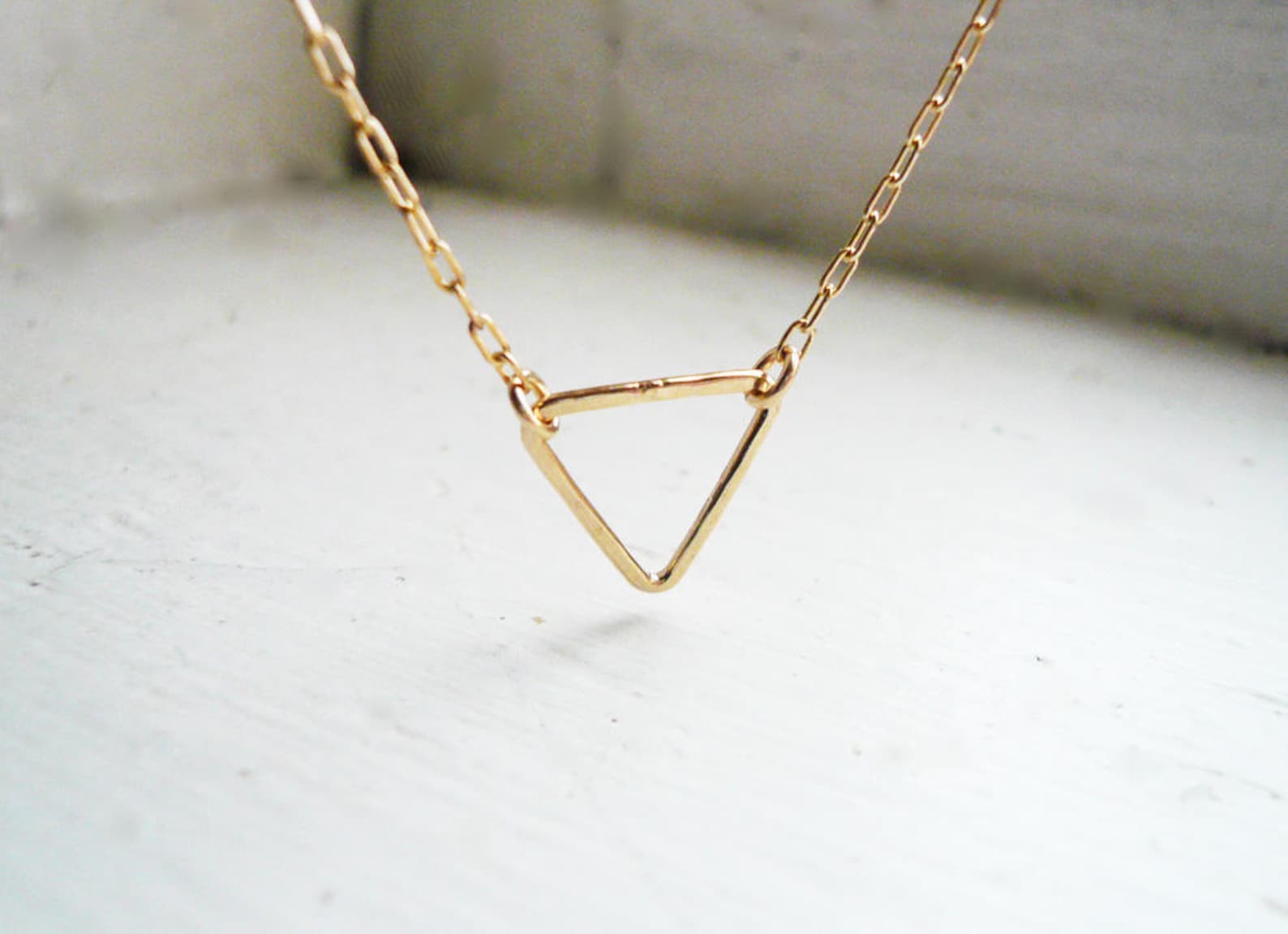 Open Gold Triangle Necklace in Gold Filled Dainty Gold - Etsy