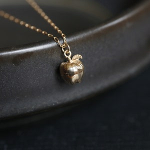 Golden Apple Necklace - Apple Charm Necklace. Apple of My Eye. Fruit of ...