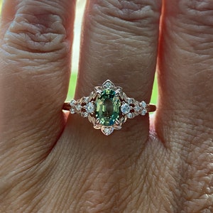 Arwen Spring Green Sapphire Diamond Ring: 14k Gold Fantasy Engagement ...