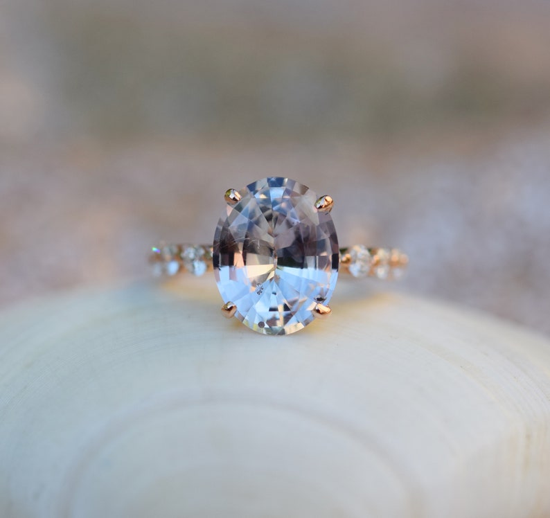Moonlight Sapphire Ring. 4.2ct Oval Engagement Ring Moody - Etsy