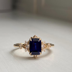Dela Blue Sapphire Gold Ring. Fairytale Fantasy Ring. 14k Yellow Gold ...