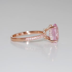 Rose Gold Engagement Ring 2.2ct Pink Sapphire Diamond Ring 14k Rose ...